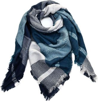 Autiga Damen Schaltuch Winter Strickschal kariert Karo XXL Wollschal Oversized Quadratisch Winterschal petrol unisize