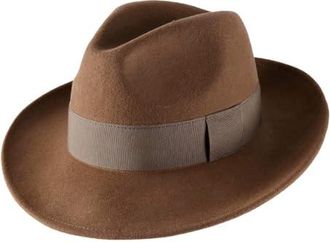 Classic Italy Chapeau Fedora Pliable, imperméable, Feutre Homme ou Femme Fedora - Taille 53 cm - Marron-Clair