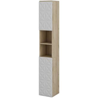 Vicco Meuble de rangement de salle de bain Edge, Blanc, 30 x 189.5 cm avec 2 portes et 3 compartiments, Vicco