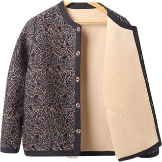 Generic Grand-mère Ou Maman Cardigan Épais À Manches Longues For Femme Dâge Moyen Et Âgée Vêtement Dextérieur Grande Taille(Blue,6XL)