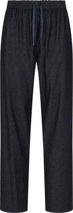 Emporio Armani Femme, Pantalons, Bleu, Taille: 40 FR Pantalon Fluide en Denim L&eacute;ger &agrave; Cordon de Serrage