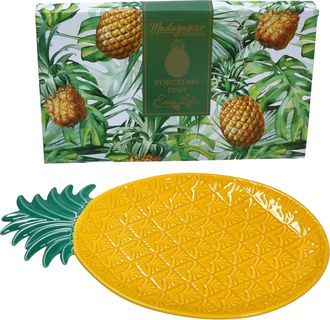 MamboCat Pina Teller flach I kleiner Teller mit Ananas-Relief I Servierplatte für Fingerfood, Obst, Snacks und Häppchen I Grillfeier im Sommer