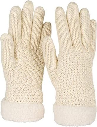 styleBREAKER Gants dhiver chauds pour femmes avec motif perl&eacute; et molleton, gants tricot&eacute;s thermo, gants de doigts 09010032, couleur:Beige