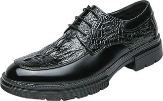 Generic Chaussures habill&eacute;es en cuir pour homme classique verni &agrave; lacets Oxfords &agrave; bout pointu Chaussures en cuir &agrave; talon bloc Chaussures antid&eacute;rapantes tenda