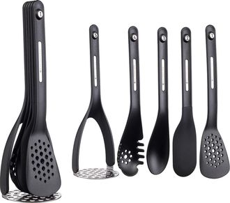 MasterClass MasterClass Smart Space Nesting Magnetic Plastic / Silicone Kitchen Utensil Set, 9 x 9 x 30 cm (3.5 x 3.5 x 12) - Schwarz (5 Teile)