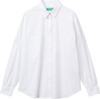 Benetton Chemise Femme, Blanc, X-Large