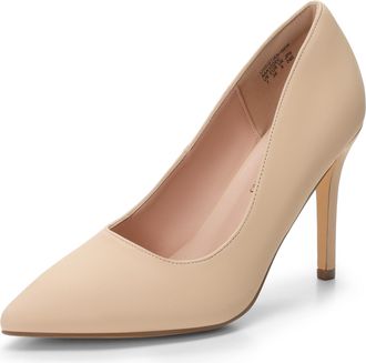 Dream Pairs Damen High Heels Spitzschuh Pumps f&uuml;r Hochzeit Brautschuhe Party,Size 38.5,Nackt/Nubuck