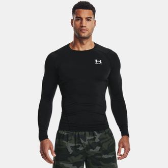 Under Armour HeatGearLangarm-Oberteil für Herren Schwarz / Weiß 3XL