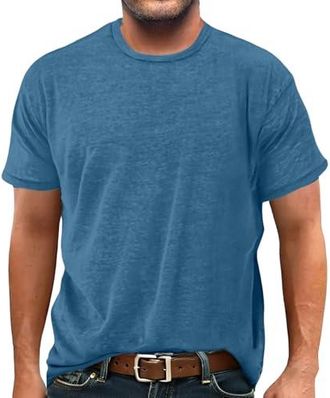 Generic Chemises à manches courtes pour homme, coupe régulière, uni, solide, vêtements de sport, décontracté, col rond, t-shirt musculaire, vêtements de sport