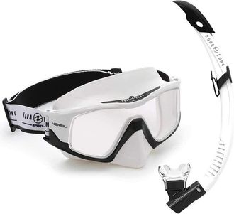 Aqualung Aqua Lung Sport Versa Set mit Maske und Schnorchel, weiß & schwarz/klare Linse, L