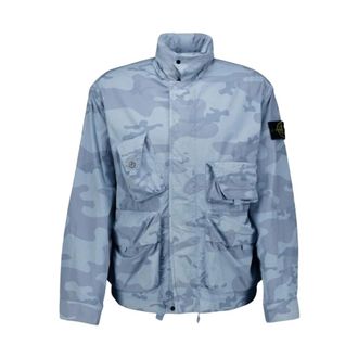 Stone Island Homme, Vestes, Bleu, Taille: XL Faded Camo Ripstop-TC Jacket