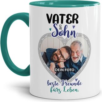 Tassendruck Tasse für Papa mit Foto Personalisieren - Vater & Sohn Beste Freunde - Persönliches Geschenk für Papa, Vater Geschenkidee | Personalisiertes Geschenk,