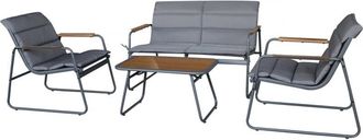 Habitat et Jardin Salon de jardin avec coussins en m&eacute;tal Bastia - 4 places - Gris