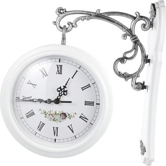 Garneck Doppelseitige Vintage Wanduhr Aus Kunststoff Ger&auml;uschlos Drehbar F&uuml;r Wohnzimmer B&uuml;ro Bar Dekorative Doppelseitige Uhr