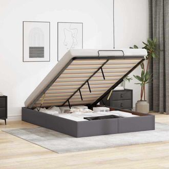 vidaXL vidaXL Cadre de lit ottoman sans matelas gris 140x190 cm similicuir