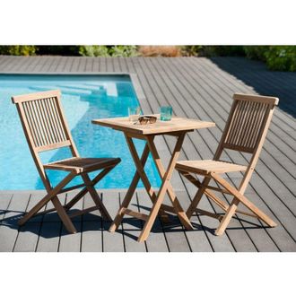 Macabane Macabane - fun - Table de jardin 2 personnes, carr&eacute;e pliante 60x60cm en bois Teck