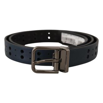 Dolce & Gabbana Eleganter blauer Lederg&uuml;rtel mit Metallschnalle - - Accessories - Herren - Blau - ONE SIZE