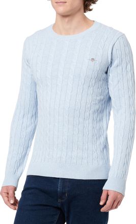 GANT Herren Cotton Cable C-Neck Pullover, Ice Blue Melange, XL EU