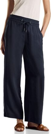 Street One Damen A377878 Cupro Wide Leg Hose, deep Blue, 46W x 30L