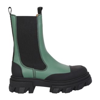 Ganni Femme, Chaussures, Vert, Taille: 36 EU Bottines Chelsea en cuir