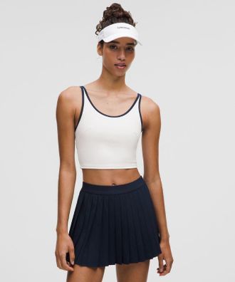 lululemon D&eacute;bardeur de tennis &agrave; d&eacute;coupe et encolure d&eacute;gag&eacute;e Maintien moyen, bonnets B/C pour Femmes - Blanc/Blue - Taille 2XS