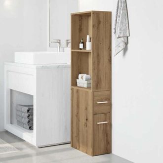 vidaXL Badschrank Schmal mit Rollen Artisan-Eiche Holzwerkstoff - Vidaxl