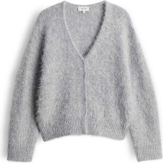OPUS Cardigan Diske aus Strick mit flauschigem Effektgarn Verk&uuml;rzte, schmale Form mit V-Ausschnitt