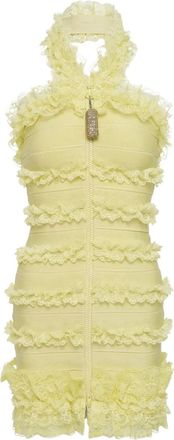 Self Portrait Minikleid mit R&uuml;schen - Gelb