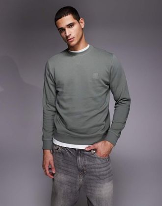 Boss Orange by Hugo Boss Westart - Sweatshirt in Grau mit kleinem, farblich abgestimmtem Logo