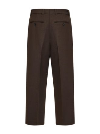 Toteme Womens Bark Stretch Wool Blend Straight Trousers Brown Polyamide