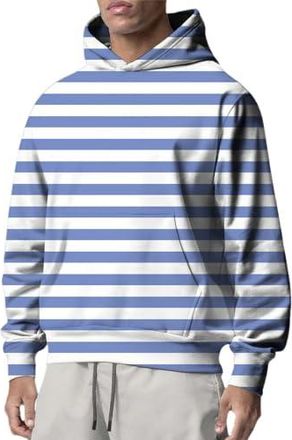 Generic Sweat &agrave; capuche pour homme - Sweat &agrave; capuche ray&eacute; - Manches longues - Doux - Avec capuche - Pour lext&eacute;rieur - Confortable - Coupe ample - Coupe droite