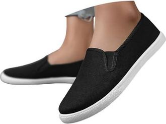 Generic Chaussures basses &agrave; enfiler pour femme - Baskets tendance en toile d&eacute;contract&eacute;es pour femme - Confortables - Respirantes - Semelle int&eacute;rieure rembourr