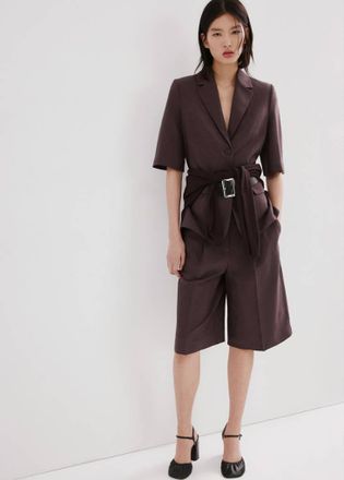 Mango Bermuda droit en lin violet - Femme - 32 - MANGO