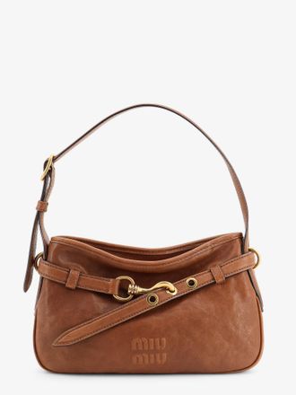 Miu Miu Aventure leather bag with embossed front logo - MIU MIU - gender_Woman