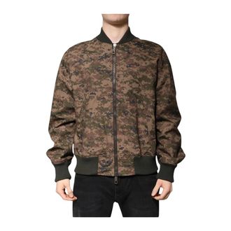 Dolce & Gabbana Braune Camouflage Bomberjacke mit Logo - - Jackets - Herren - Braun - 3XL