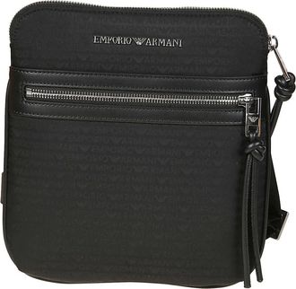 Emporio Armani Homme, Sacs, Noir, Taille: ONE Size Sac bandouli&egrave;re plat en nylon avec monogramme