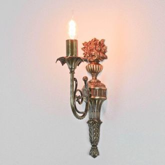 Licht-Erlebnisse Wandlampe Messing massiv E14in Bronze Jugendstil Wandleuchte