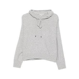 Antonelli Hoodie mit Paillettenbesatz und Kordelzug - - Sweatshirts & Hoodies - Damen - Grau - M
