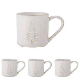 Bloomingville Winter Tasse, Natur, Steingut, T8,5xH8,5 cm, 300 ml (Packung mit 4)