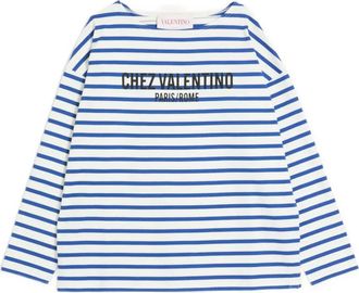 Valentino Garavani t-shirt rayé à imprimé Chez - Bleu