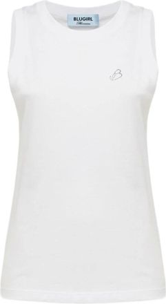 Blugirl Femme, Tops, Blanc, Taille: 42 FR D&eacute;bardeur en jersey