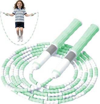 Generic Springseil f&uuml;r Fitness, 2 m, weiche Perlen, verstellbare L&auml;nge, Workout, Springseil f&uuml;r M&auml;nner, Frauen und Kinder, Fitness (gr&uuml;n, Grifftyp A)