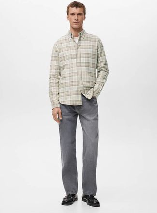 Mango Chemise 100 % coton flanelle carreaux sable - Homme - XXL - MANGO MAN