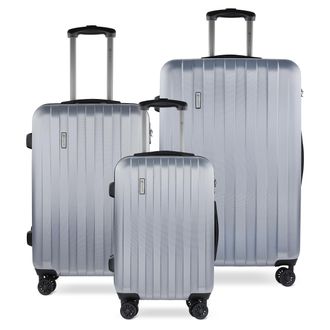 Bugatti Lima 3er-Hartschalen Kofferset (S,M,L) 4 Rollen mit TSA-Zahlenschloss, Silber