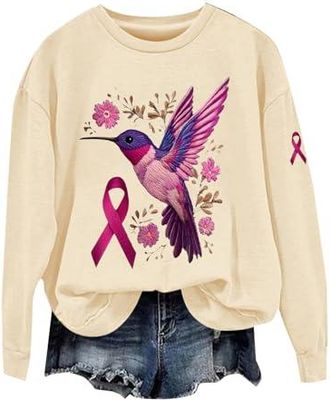 Generic Chandails en molleton pour femme sans capuche - Sweat-shirt à col rond rose pour femmes - Vestes à capuche avec poches - Vestes à manches longues - Ca