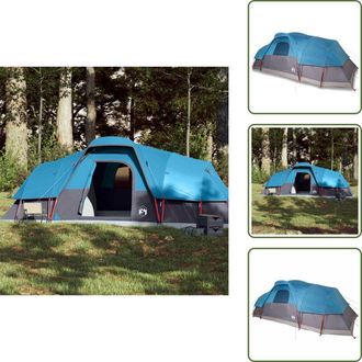 vidaXL Kuppel-Familienzelt 11 Personen Blau Wasserdicht - Campingzelt - Familienzelt - Kuppelzelt - Wasserfestes Zelt - Polyesterzelt - The Living Store