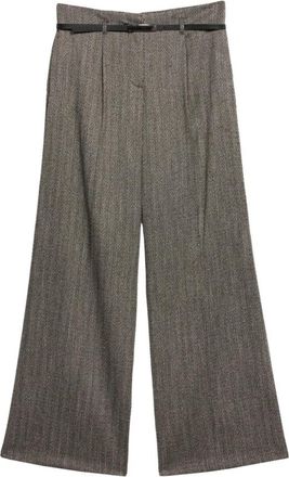 Oltre Nadelstreifen Palazzo Hose aus Flanell - - Trousers - Damen - Grau - XL
