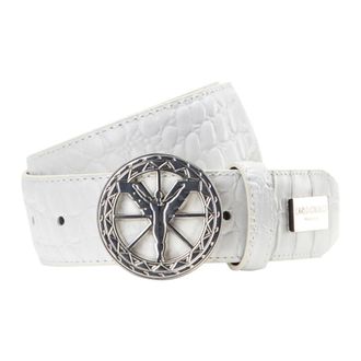 Carlo Colucci unisex, Accessoires, Blanc, Taille: 110 CM Ceinture avec motif reptile