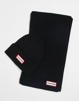 Hunter Coffret-cadeau unisexe avec bonnet et &eacute;charpe - Noir
