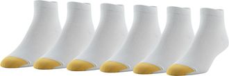 Gold Toe Damen Socken Flat Knit Quarter 6 Paar, Wei&szlig;, Large
